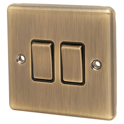 Eurolite Enhance Decorative 10A 2 Gang 2 Way Light Switch - Antique Br ...