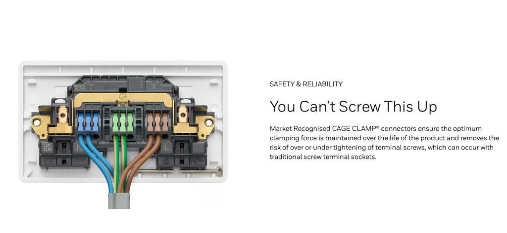 MK LOGIC PLUS RAPID FIX 13A 2-GANG DP SWITCHED SOCKET WHITE WITH WHITE