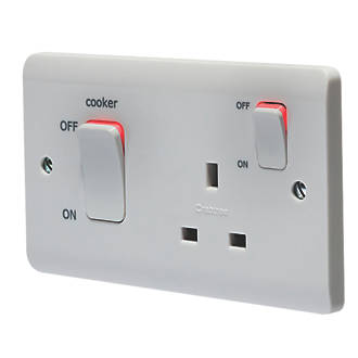 CRABTREE INSTINCT 45A 2-GANG DP COOKER SWITCH & 13A DP SWITCHED SOCKET ...